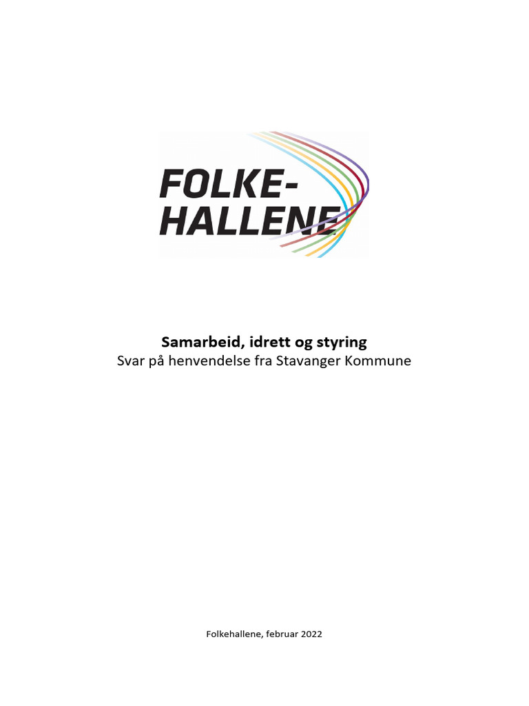 Folkehallene Samarbeid Idrett Og Styring | PDF