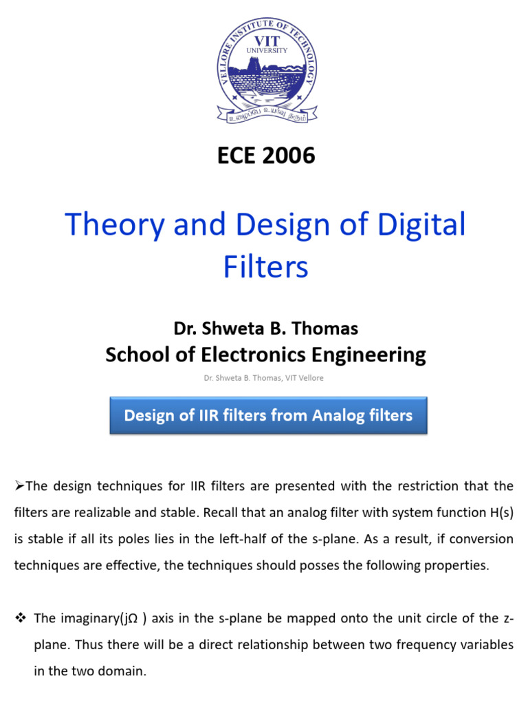 FALLSEM2025-26 VL BEVD203L 00100 TH 2025-09-24 IIR-digital-filter | PDF | Algorithms | Signal ...