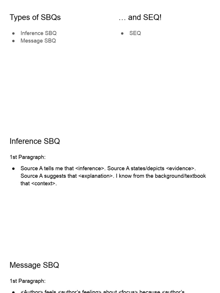 SBQ & SEQ Writing Structures | PDF