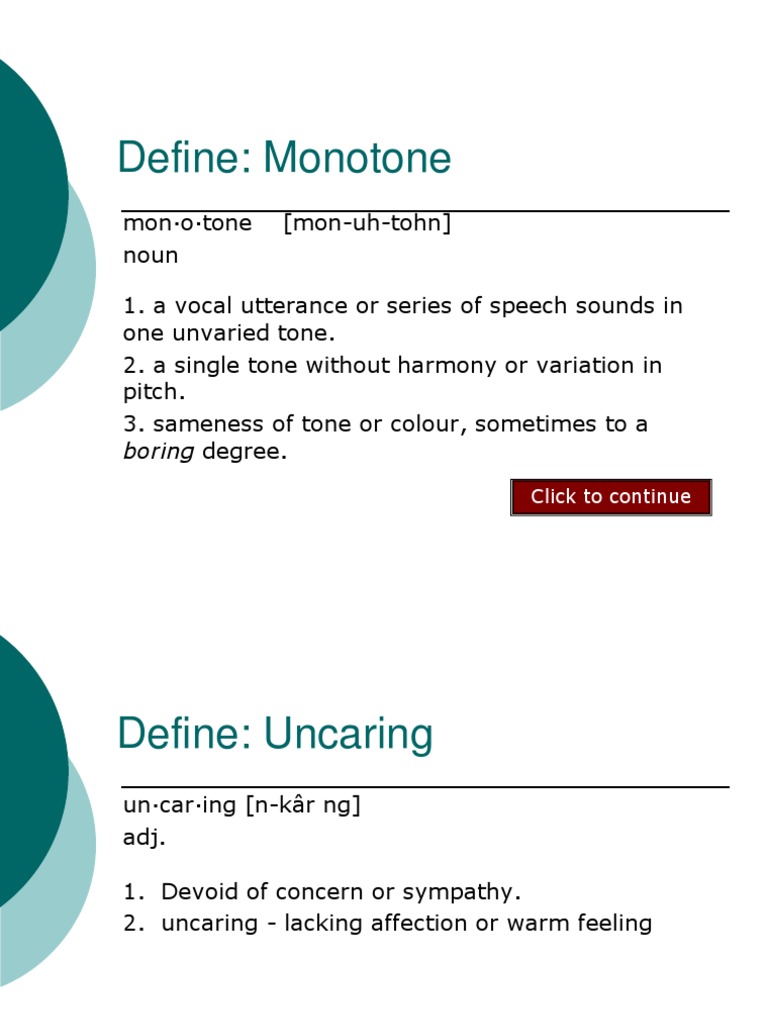 Define: Monotone: Boring Degree | PDF | Career & Growth