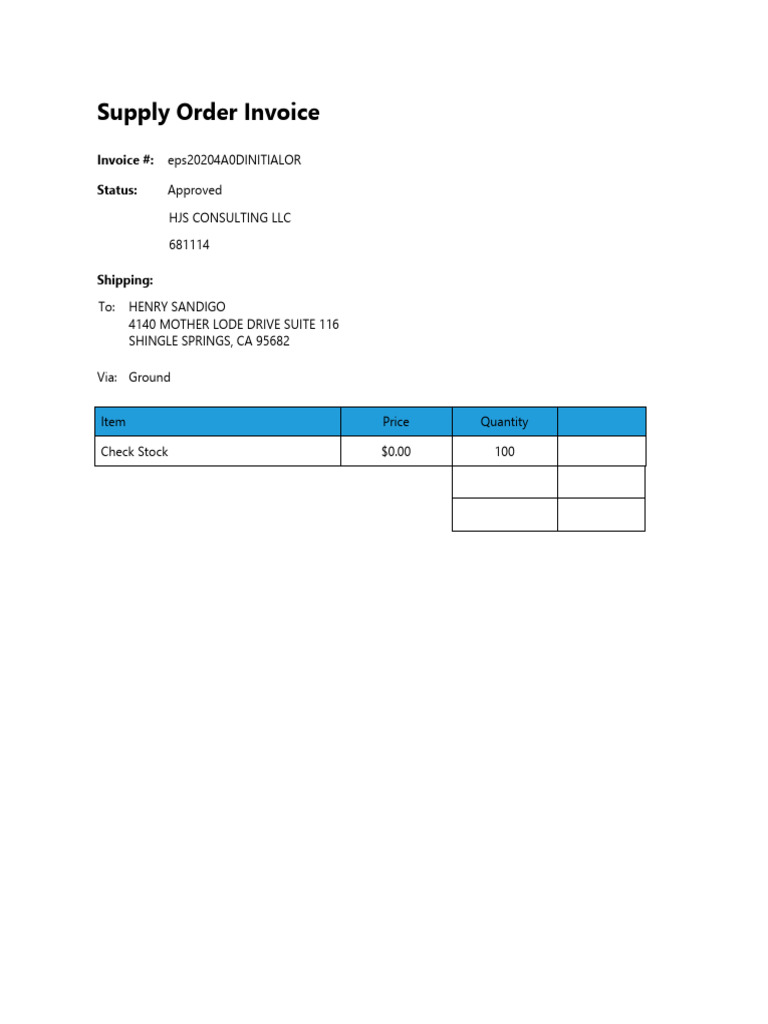 Approved Supply Order Invoice | PDF