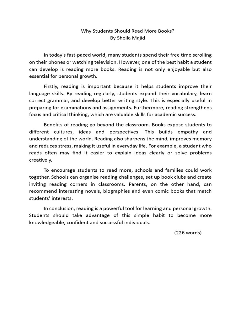 Why Students Should Read More Books | PDF
