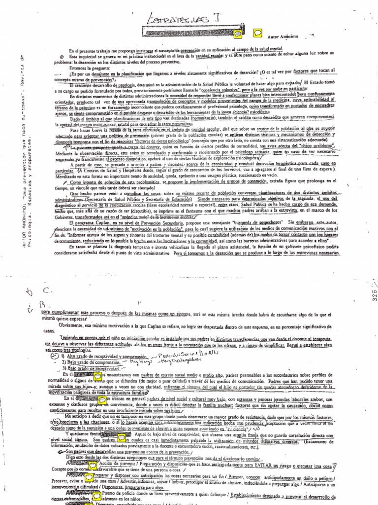 Autor Anonimo Una Prevencion Que Hace Sintoma | PDF