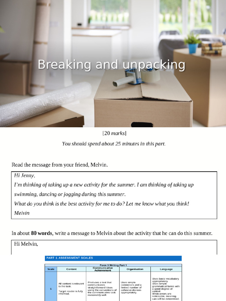 Breaking and Unpacking The Question | PDF | Swimming