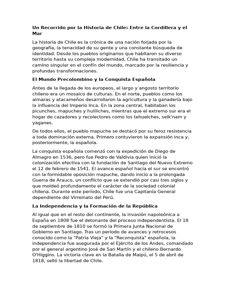 Un Viaje A Través de La Historia Chilena | PDF | Chile