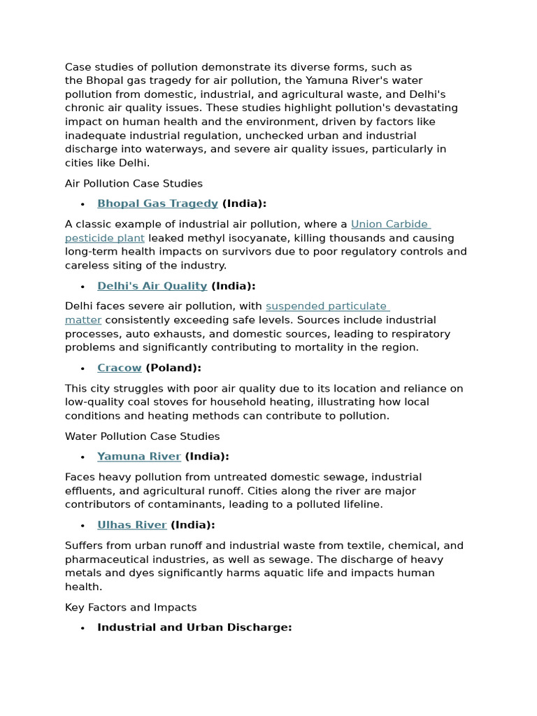 Pollution Case Studies and Impacts | PDF | Pollution | Air Pollution