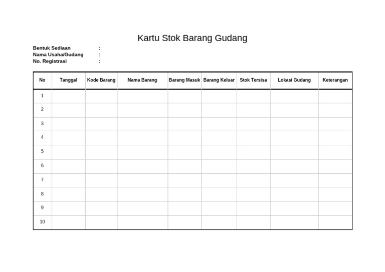 Template Kartu Stok Barang - 3.gudang | PDF