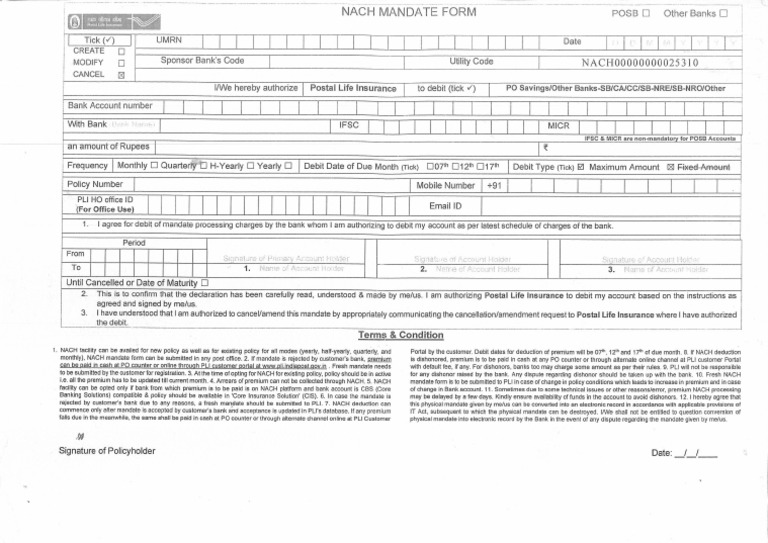 Nach Mandate Form | PDF