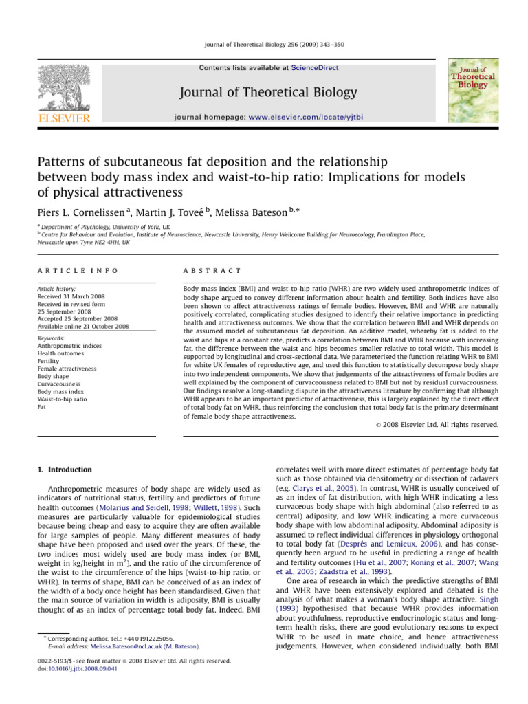 Journal of Theoretical Biology: Piers L. Cornelissen, Martin J. Tovee ...