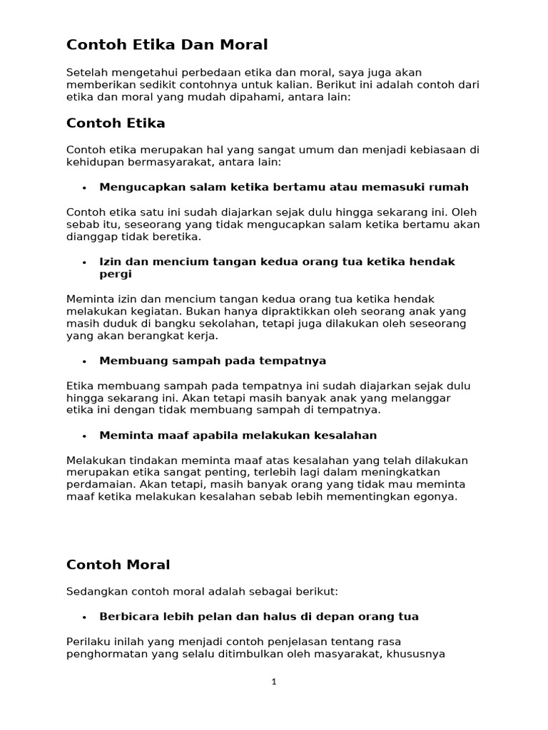 Contoh Etika Dan Moral | PDF