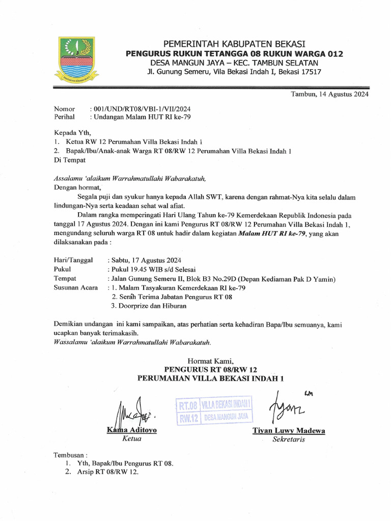 Undangan Hut Ri 79 | PDF