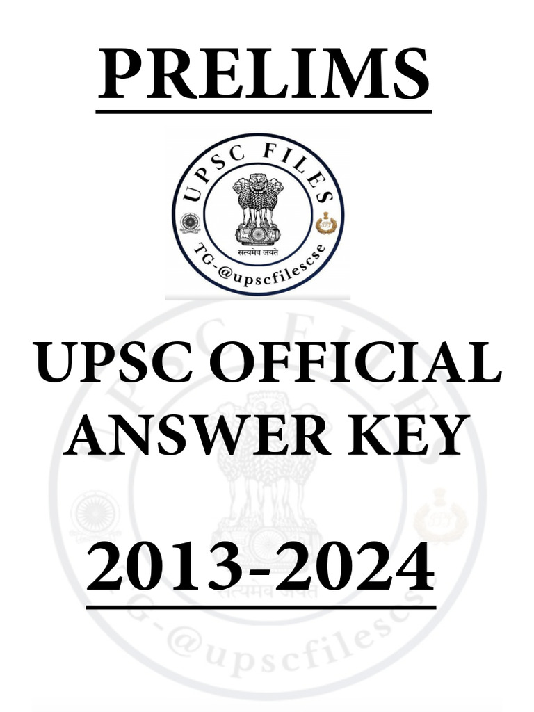 UPSC Official Answer Key 2013-2024 | PDF | Data Collection | Evaluation ...