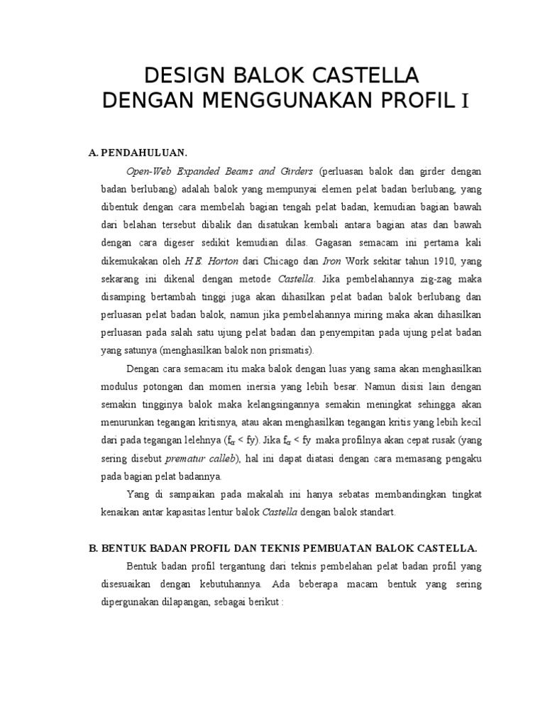 4 Design Balok Castella Dengan Menggunakan Profil I | PDF | Sains ...
