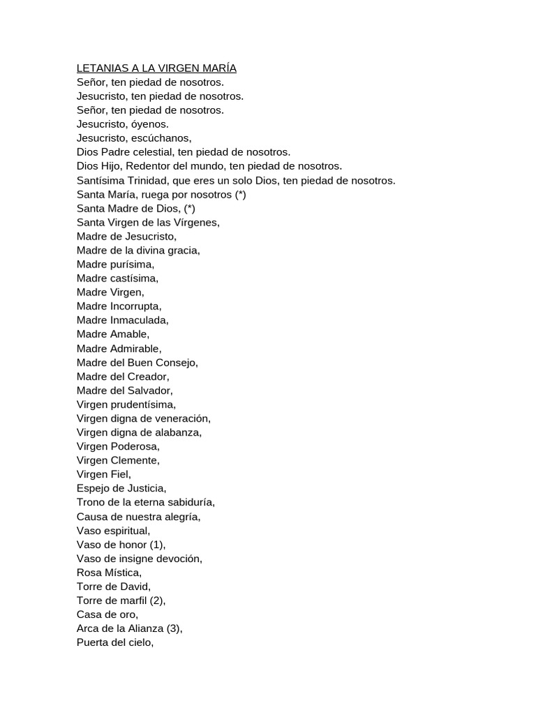 Letanías a la Virgen María | PDF