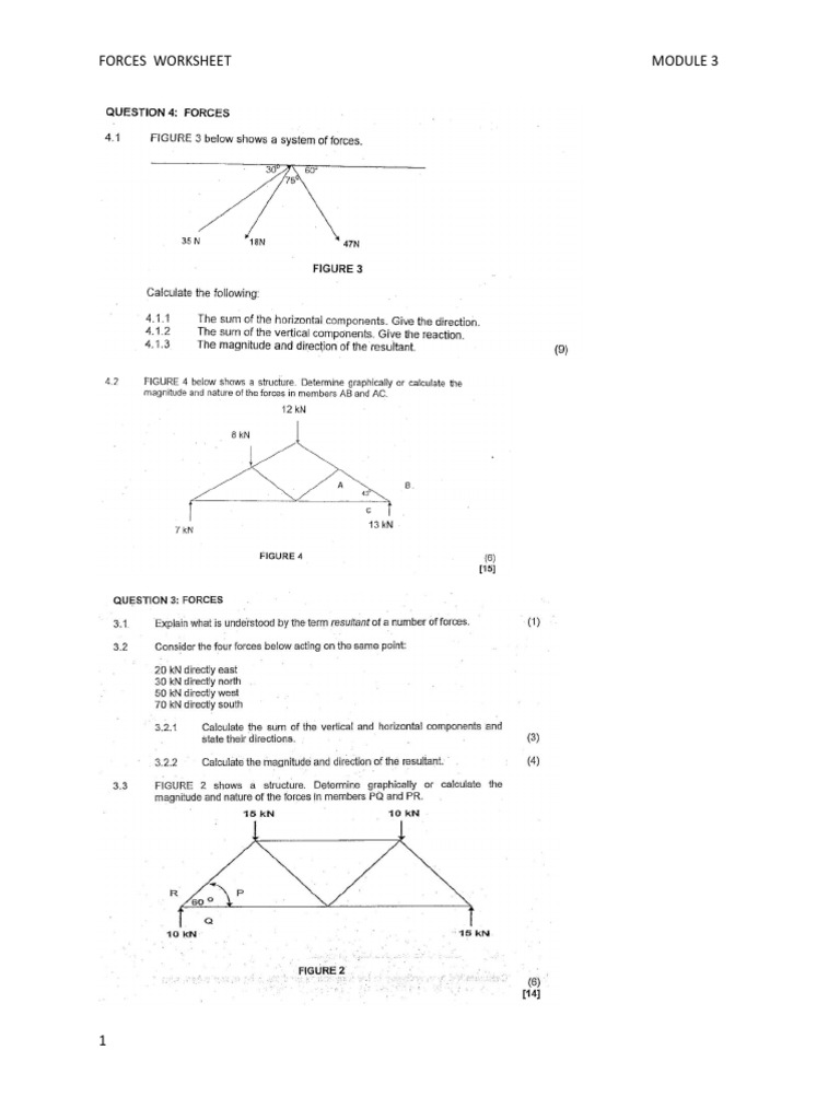 Forces Worksheet Module 3 | PDF