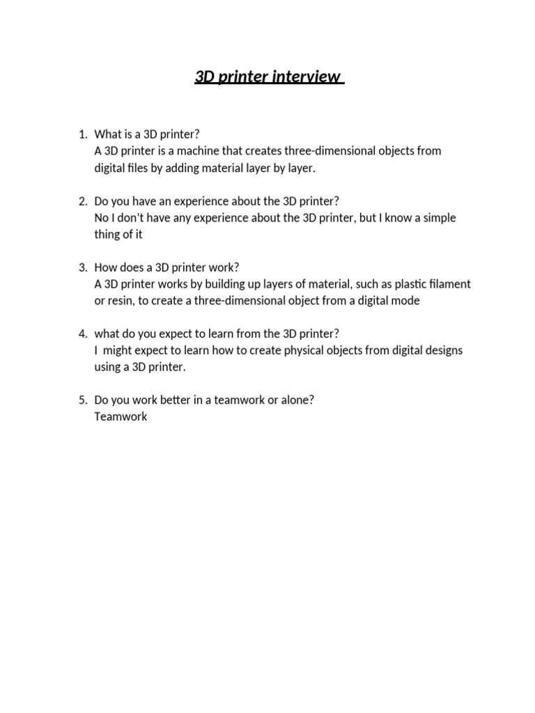 3D Printing Interview Insights | PDF