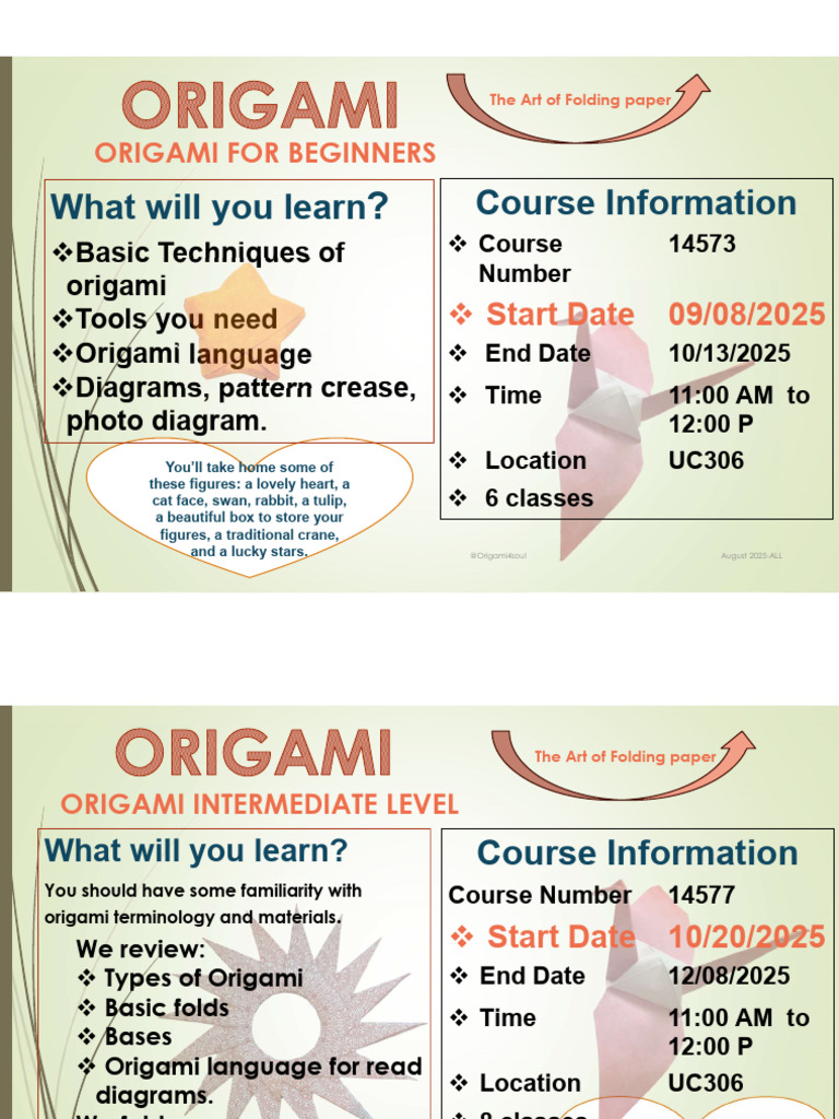 Flyer For Origami Beginners and Intermediate-August 18-2025 | PDF