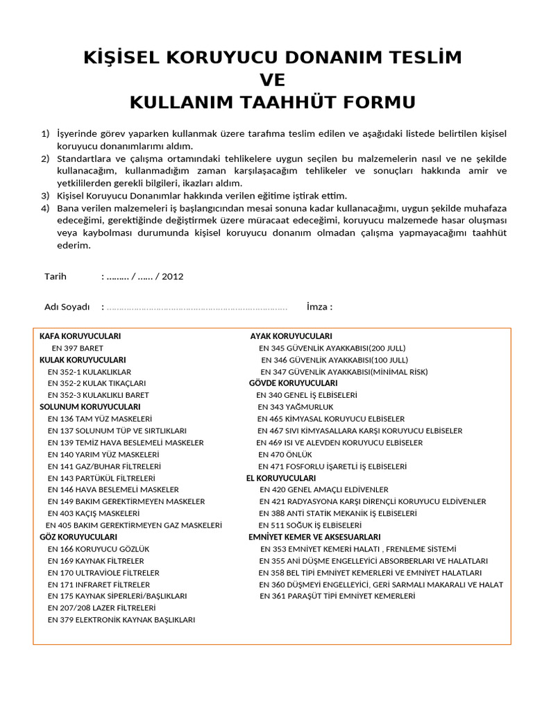KKD Zimmet Formu | PDF