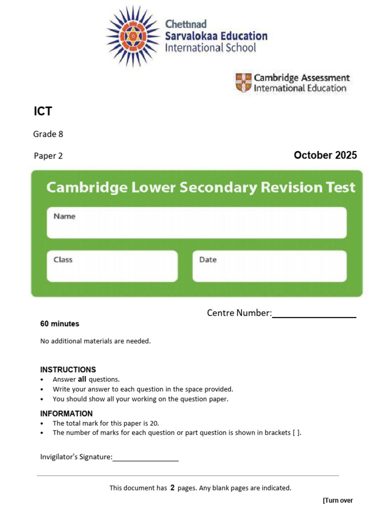 ICT Grade 8 Practical P2 Revision | PDF