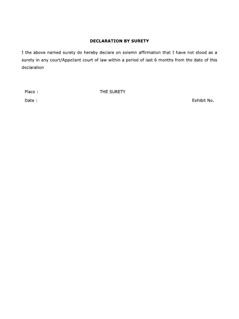Declaration by Surety | PDF