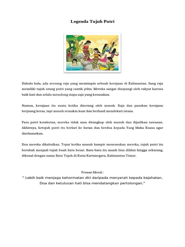 Tujuh Putri dan Batu Tujuh Kalimantan | PDF