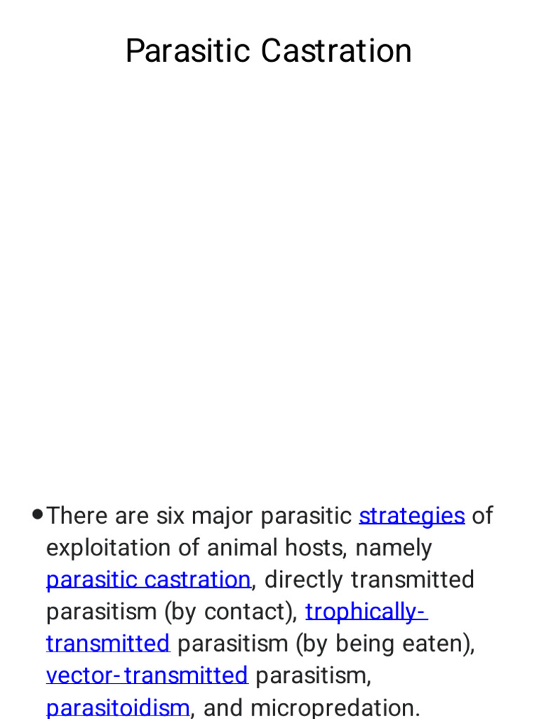 Parasitic Castration and Parasitoidism | PDF | Parasitism | Symbiosis