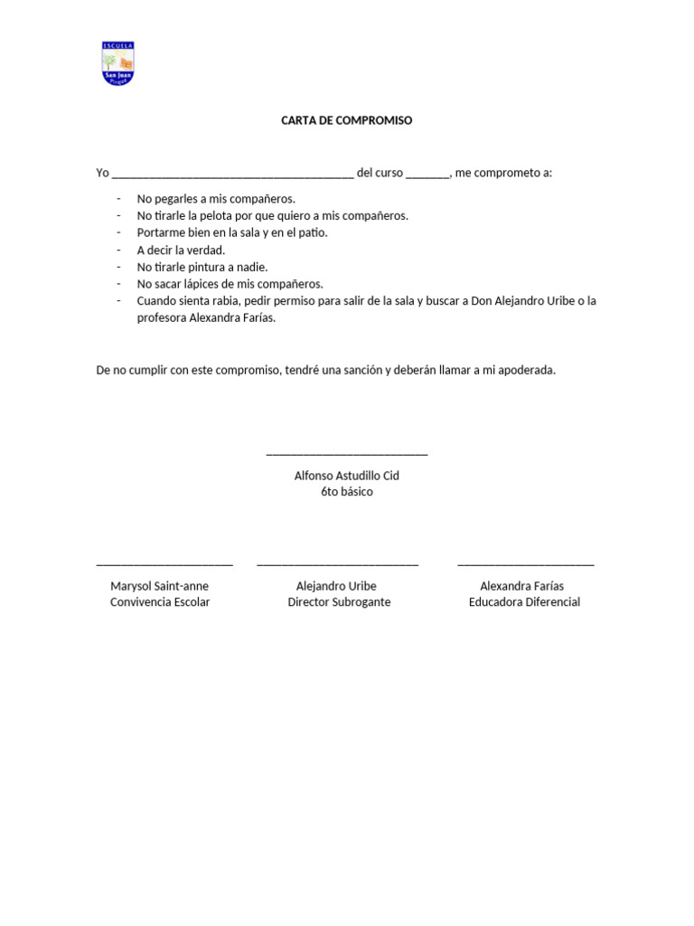 Carta de Compromiso | PDF