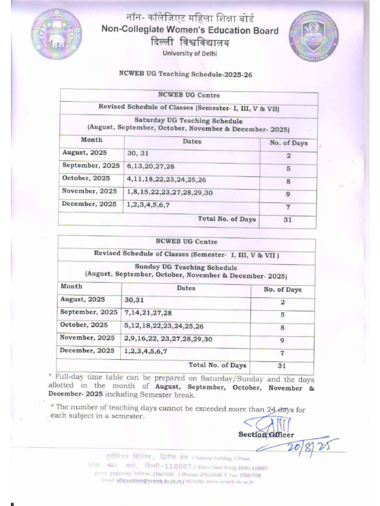 Ncweb Schedule | PDF
