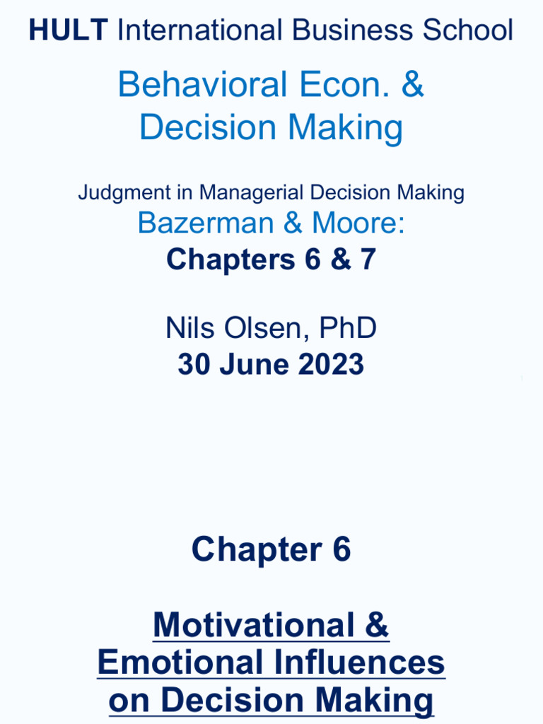 Behavioral Econ. & Decision Making: International Business School | PDF ...