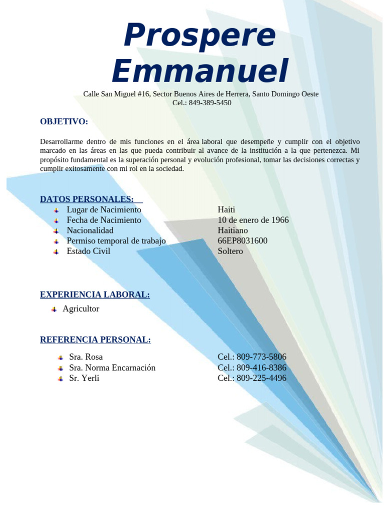 Curriculum Prospere Emmanuel | PDF
