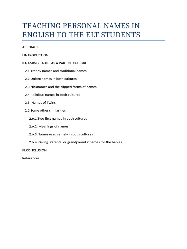 Teaching Personal Names in English To The Elt Students | PDF