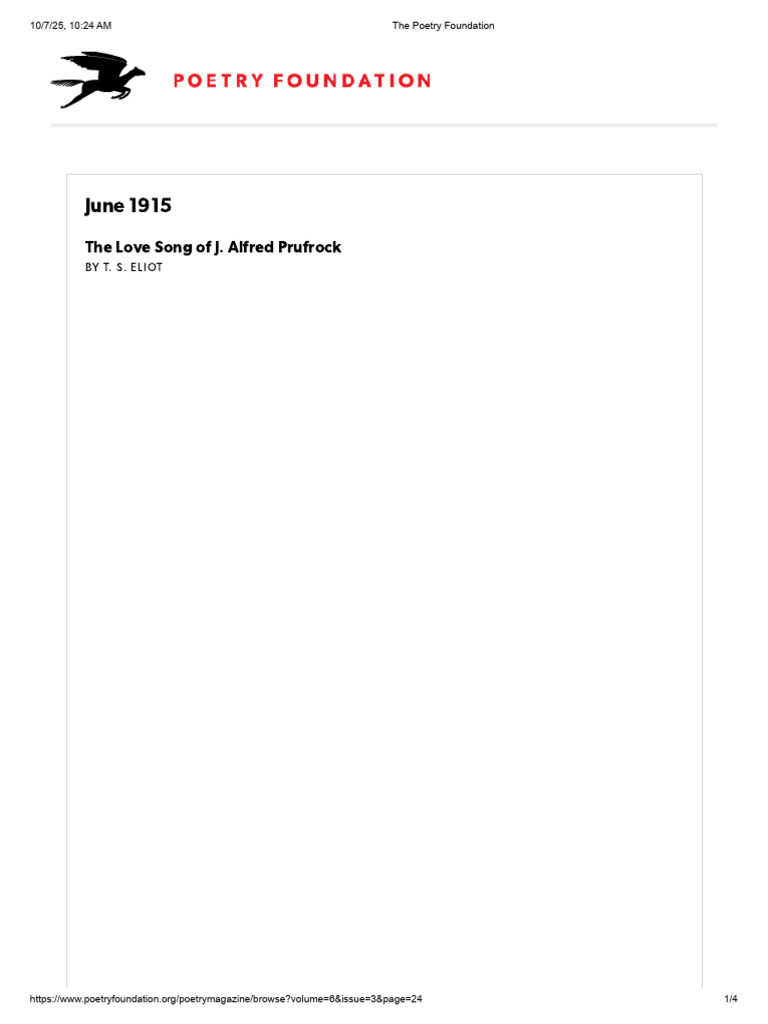 The Poetry Foundation - The Love Song of J Alfred Prufrock | PDF