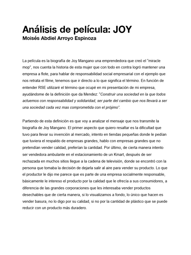 Analisis de Pelicula JOY | PDF | Economias