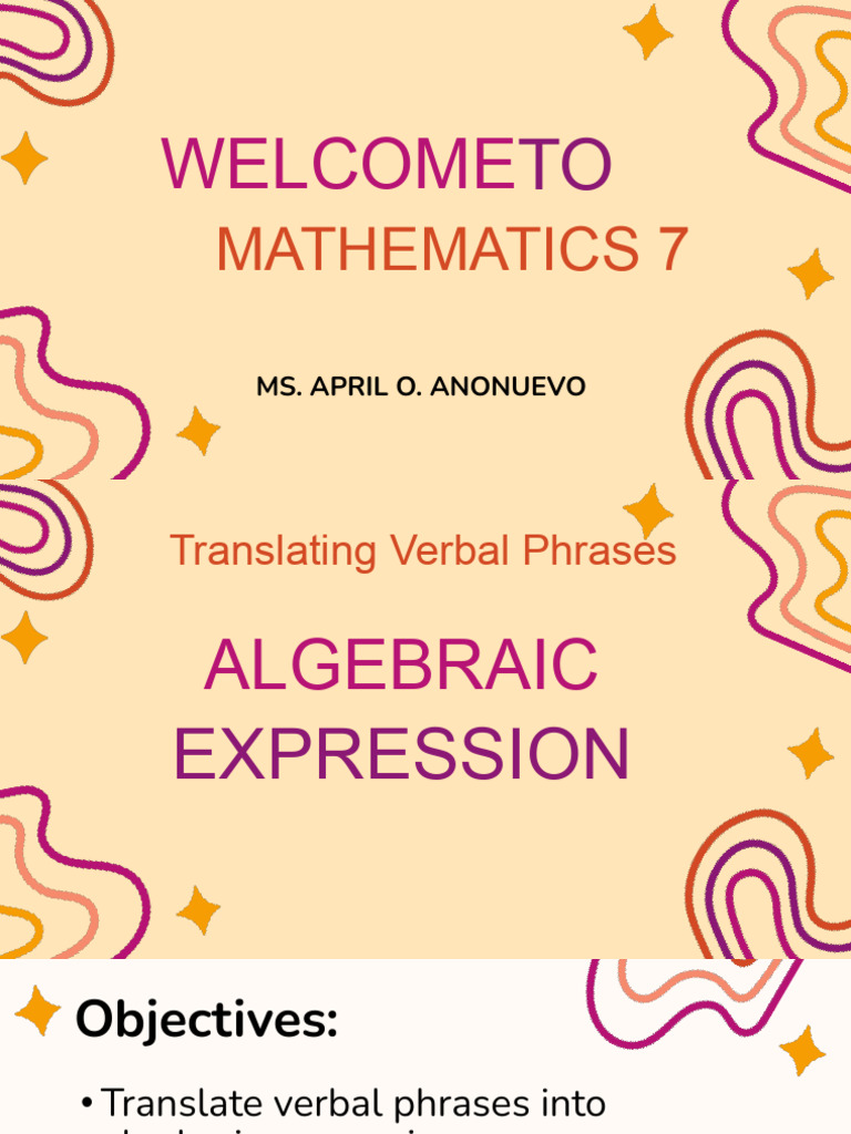 18 FOURTH - Translating Verbal Phrases To Algebraic Expression | PDF ...