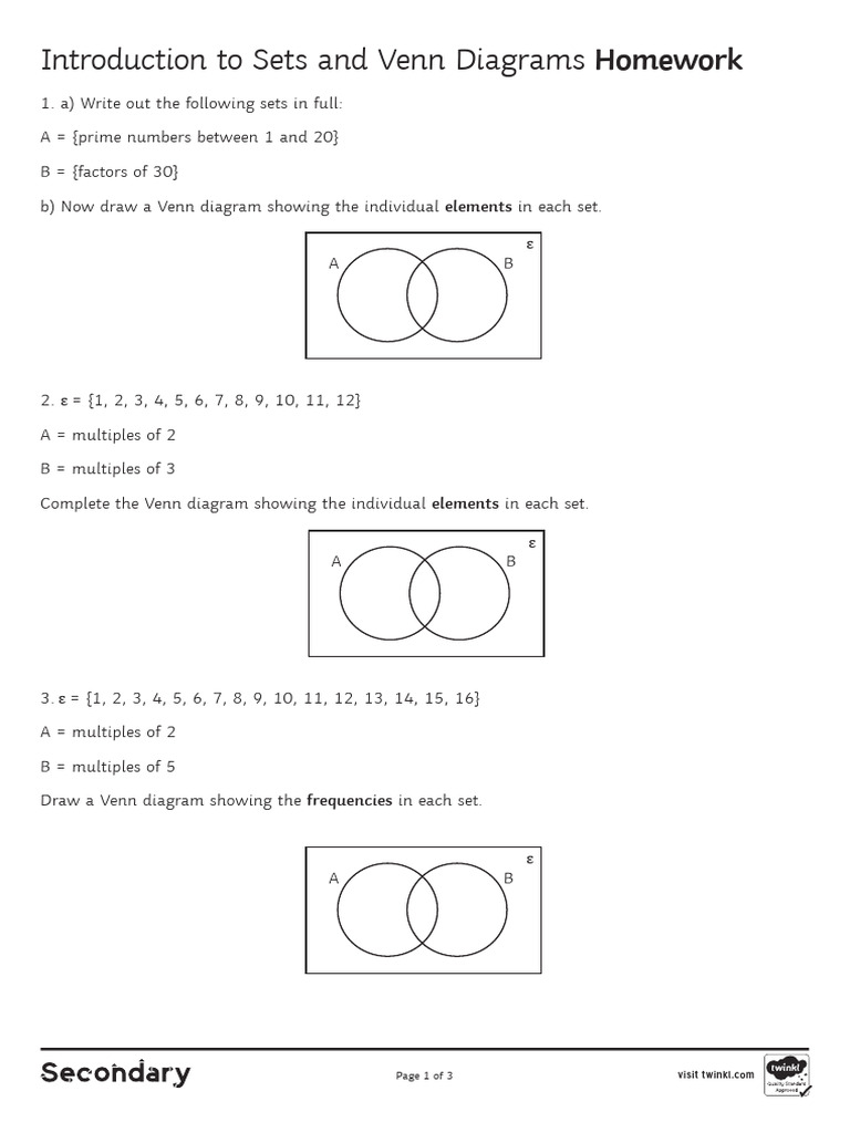 Sets and Venn Diagrams Homework Guide | PDF | Chess Theory | Chess