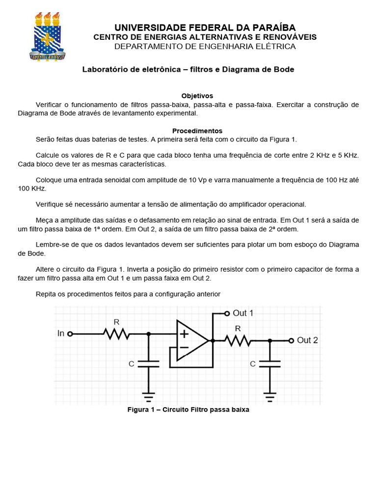 Filtros Eletrônicos e Diagrama de Bode | PDF