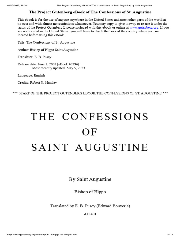 The Confessions of Saint Augustine, by Saint Augustine | PDF | Thou ...