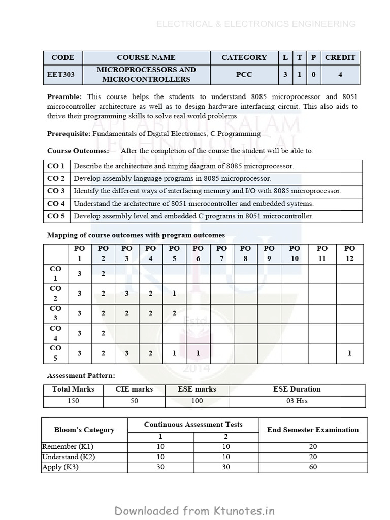 Microprocessors & Microcontrollers Course | PDF | Microcontroller ...
