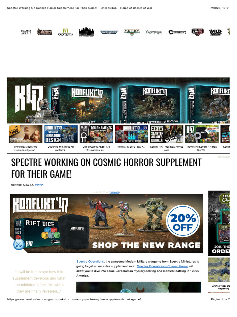 Spectre Working On Cosmic Horror Supplement For Their Game ...