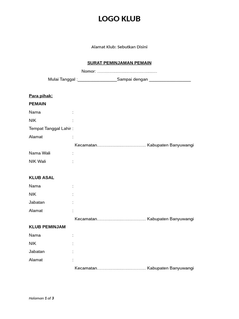 PEMINJAMAN PEMAIN | PDF