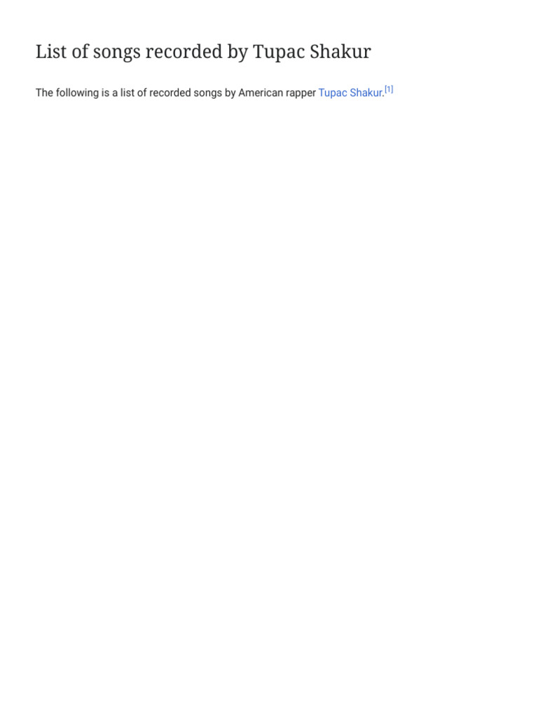 Tupac Shakur Song List | PDF | American Musicians | Sound Recording