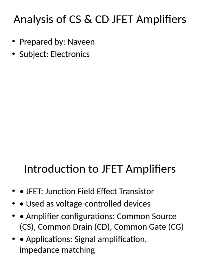 CS & CD JFET Amplifier Analysis | PDF