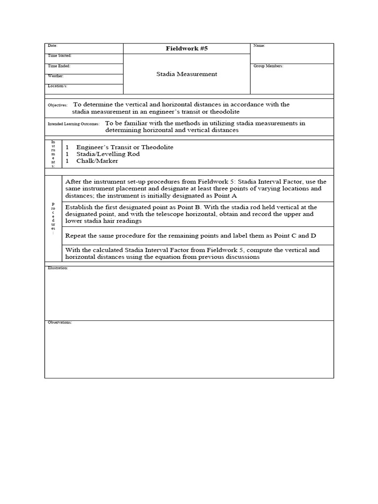 Fieldwork 5 - Stadia Measurement | PDF