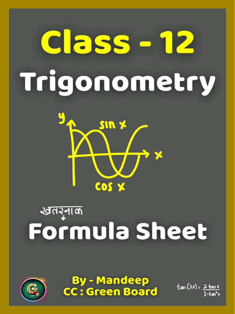 12th Trigonometry Formula Sheet PDF | PDF