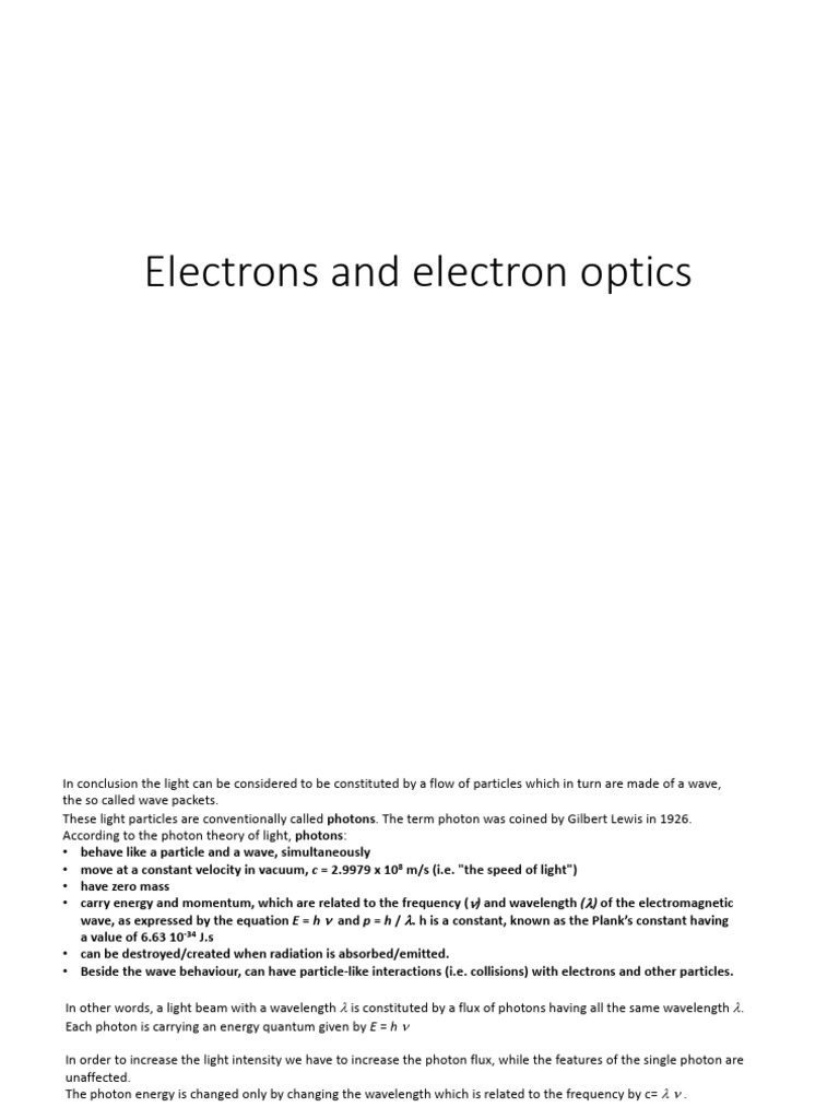 1b Electrons and Electron Optics | PDF | Atoms | Electron