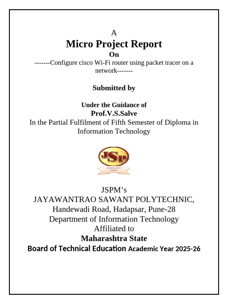 Microproject Format JSPM | PDF | Computer Network | Router (Computing)