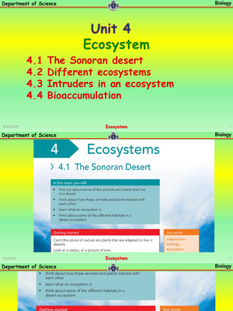 Year 8 Unit 4.1 The Sonoran Desert | PDF | Ecological Niche | Ecosystem