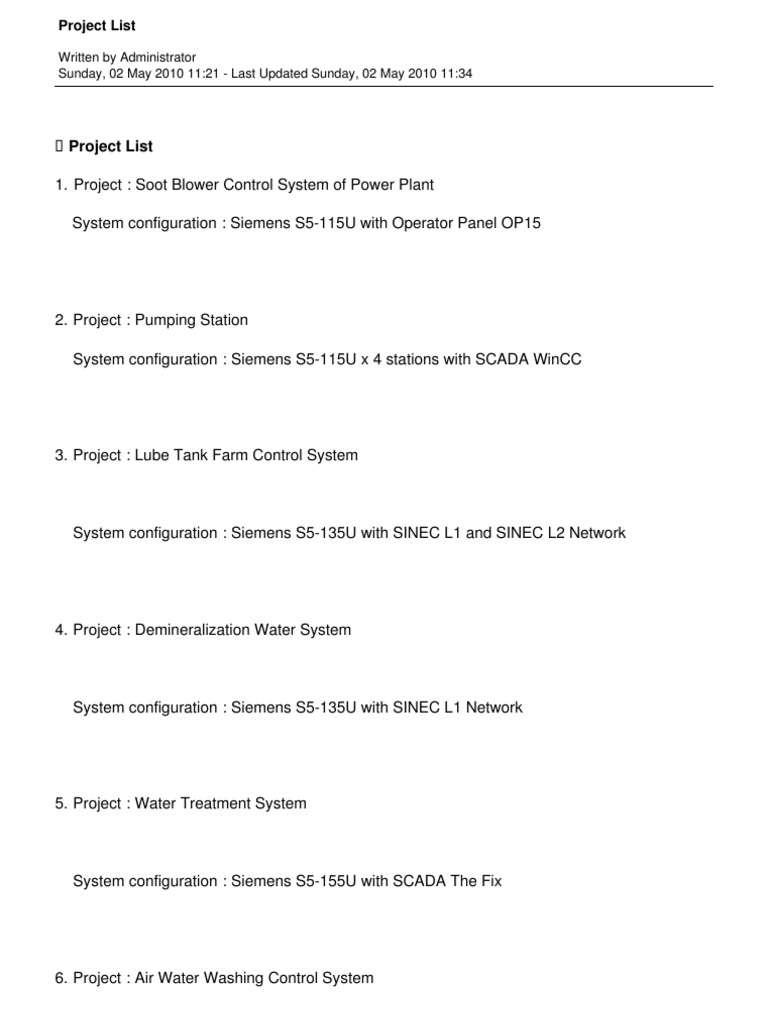 Siemens PLC Project Overview | PDF | Scada | Industries