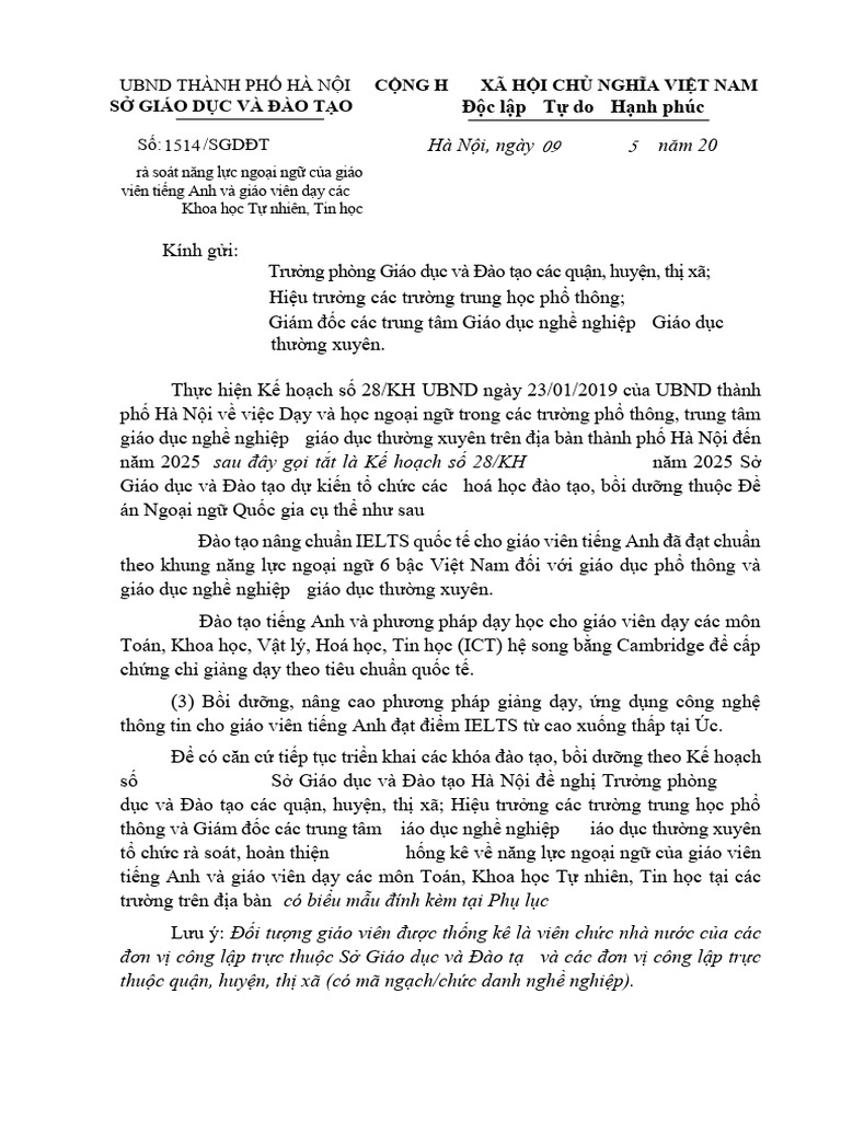 1514-SGD-GDTrH-TP. CV Rà Soát Năng L C Ngo I NG 2025 (PGĐ S A) | PDF