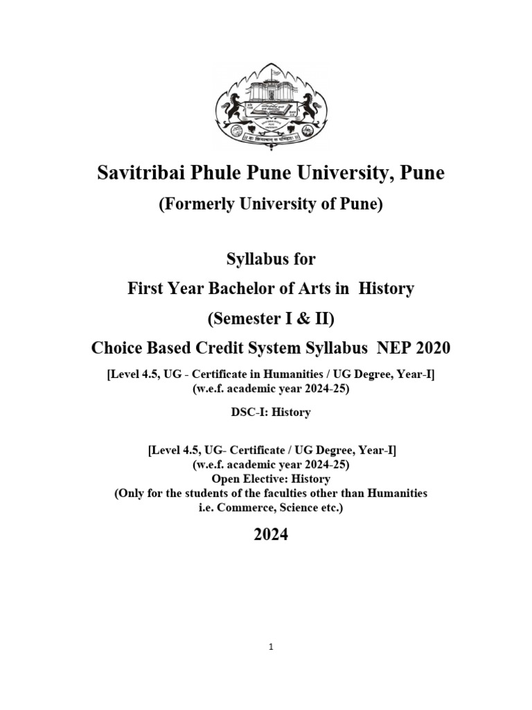 BA History Syllabus 2024-25 Pune University | PDF | Curriculum ...